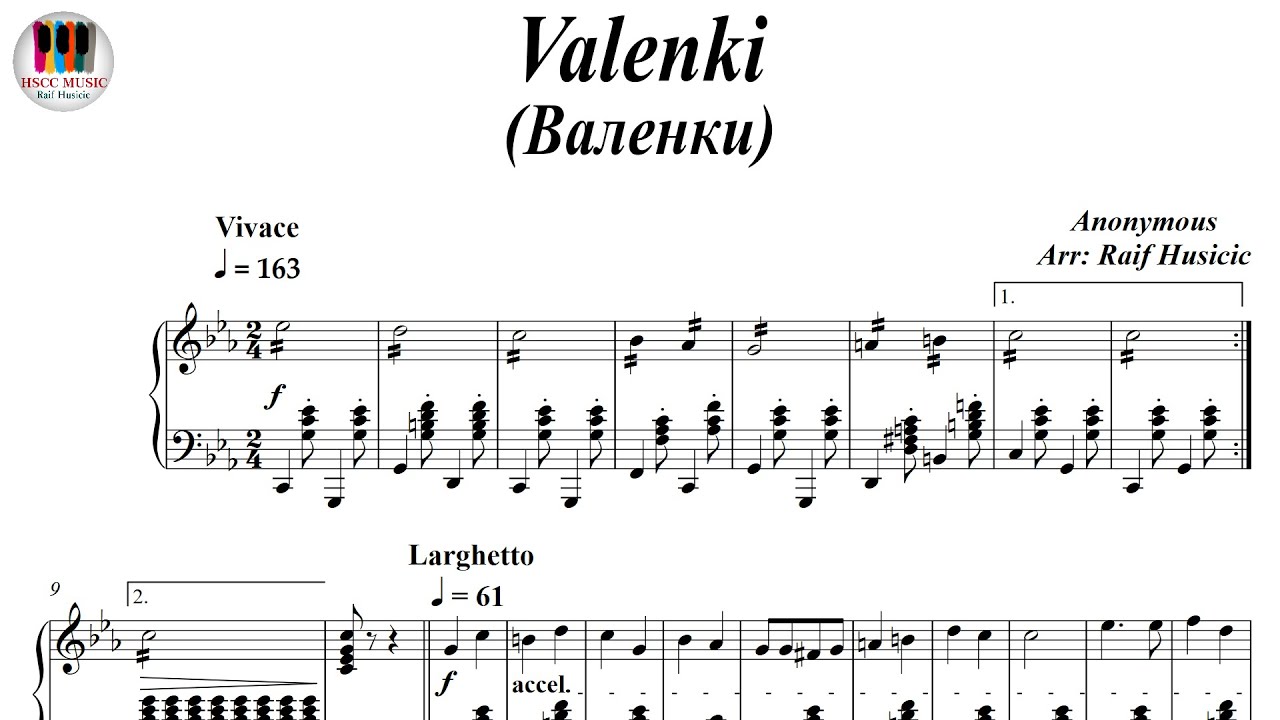 Valenki, Валенки, Piano Sheet Music - YouTube