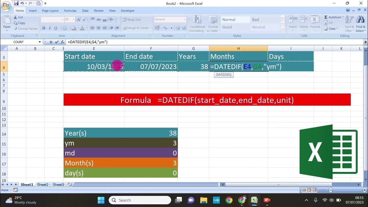 Date Difference In Excel Datedif Function YouTube date-difference-in-excel-datedif-function-youtube