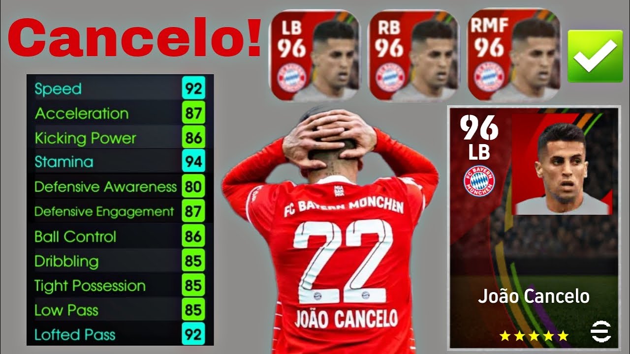Max rating Cancelo update card 96 | EFOOTBALL 2023 mobile - YouTube