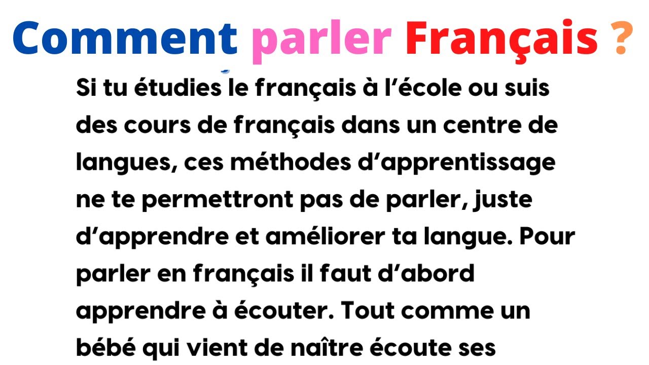 Comment apprendre à parler Français couramment ? - YouTube