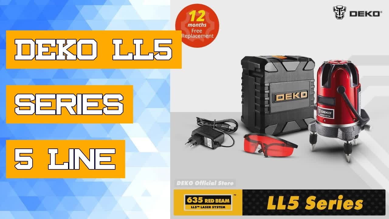 DEKO LL5 Series 5 Line 6 Points Green/Red Laser Level Horizontal ...