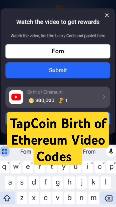 TapCoins Lucky Code Birth of Ethereum TapCoins | TapCoin YouTube Code | TapCoins Lucky Codes ...