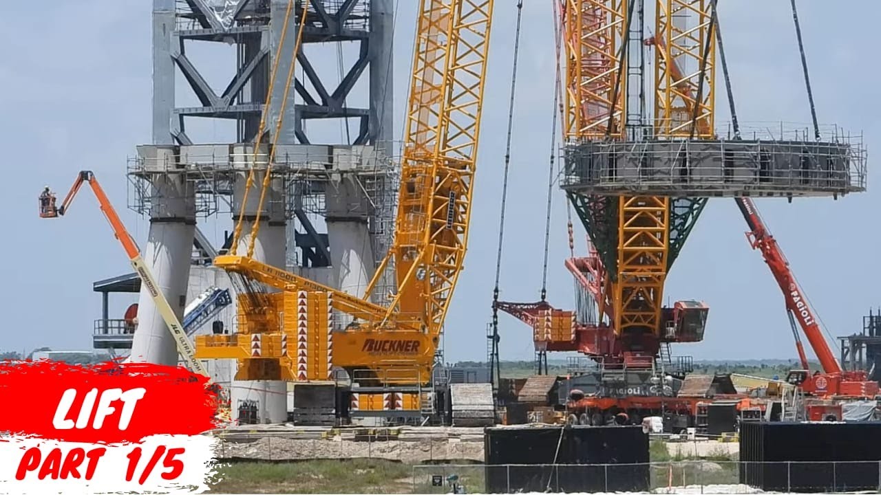 Lift, Part 1/5, Orbital Launch Table, SpaceX Starbase, Boca Chica, TX ...