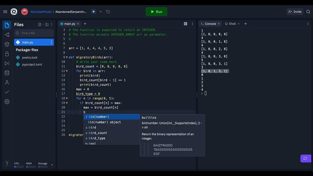 Hackerrank Migratory Birds Python Solution Youtube