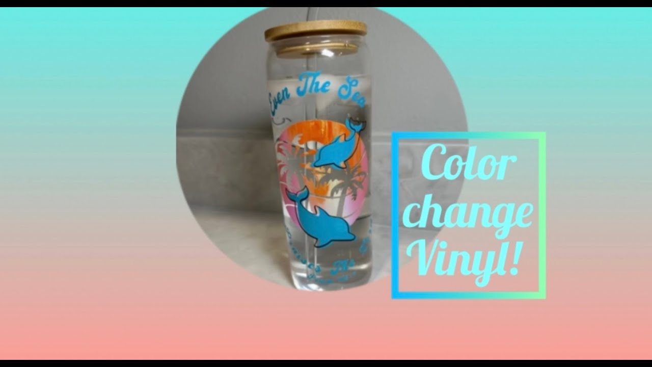 How to make this fun glass tumbler with color changing vinyl. - YouTube