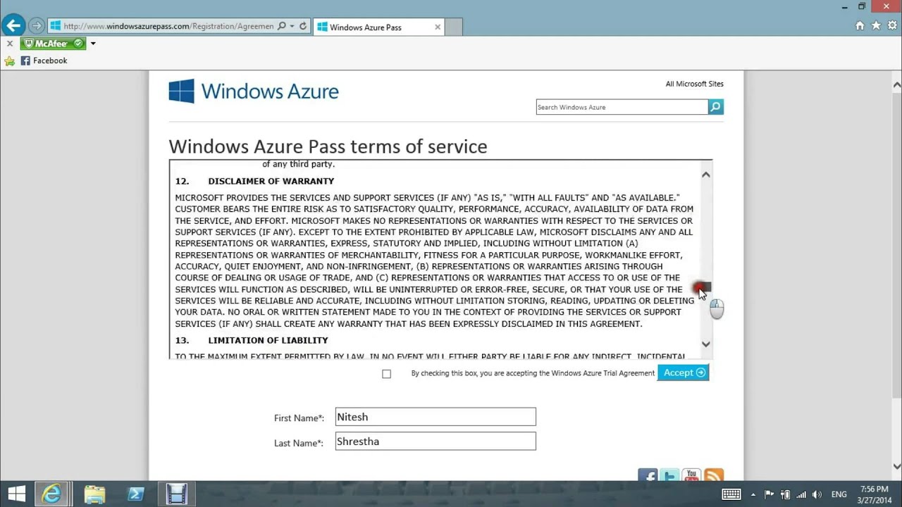 How get a Windows Azure Trial Using Windows Azure Pass - YouTube