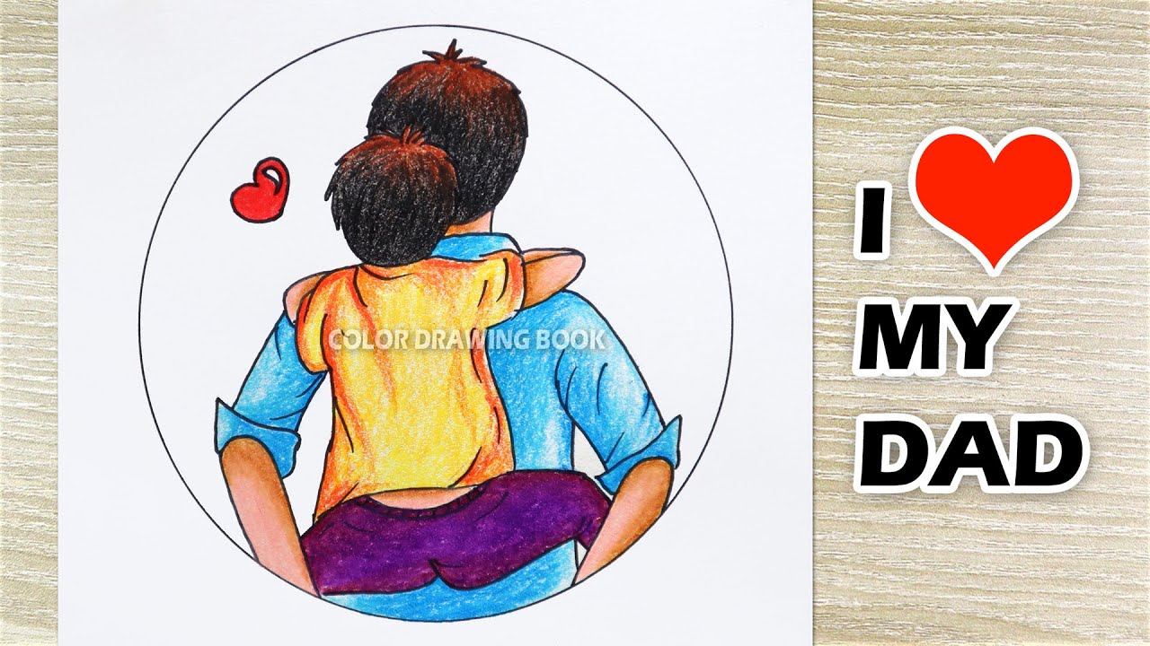 Father's day special drawing, Father and Son Drawing easy way - YouTube