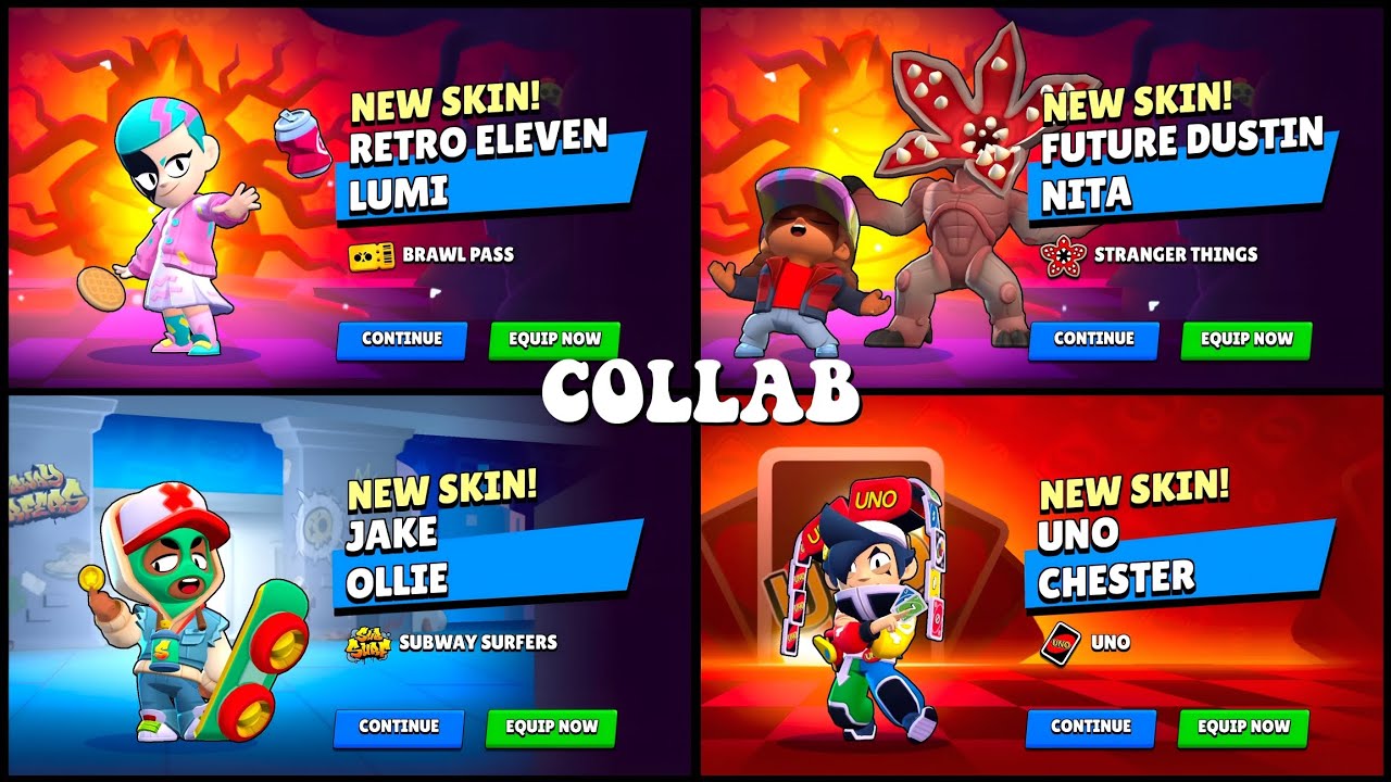 *updated* ALL COLLAB SKINS UNLOCK ANIMATION | Brawl Stars - YouTube