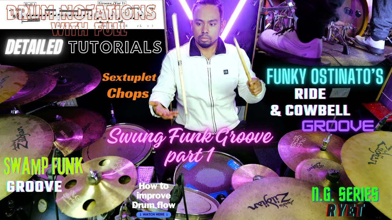 Drum Groove 31 | Swamp Funk | Swung Funk Groove part 1 | Funky ...