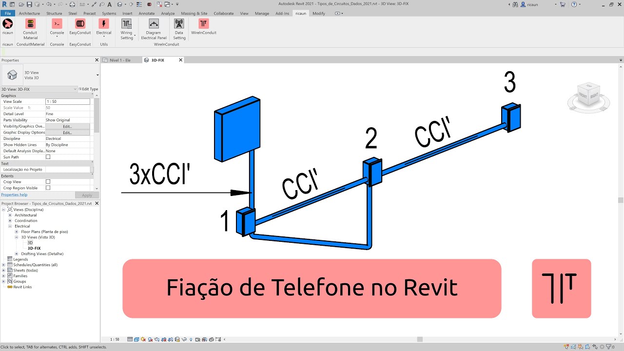 Fiação de Telefone no Revit - WireInConduit - YouTube