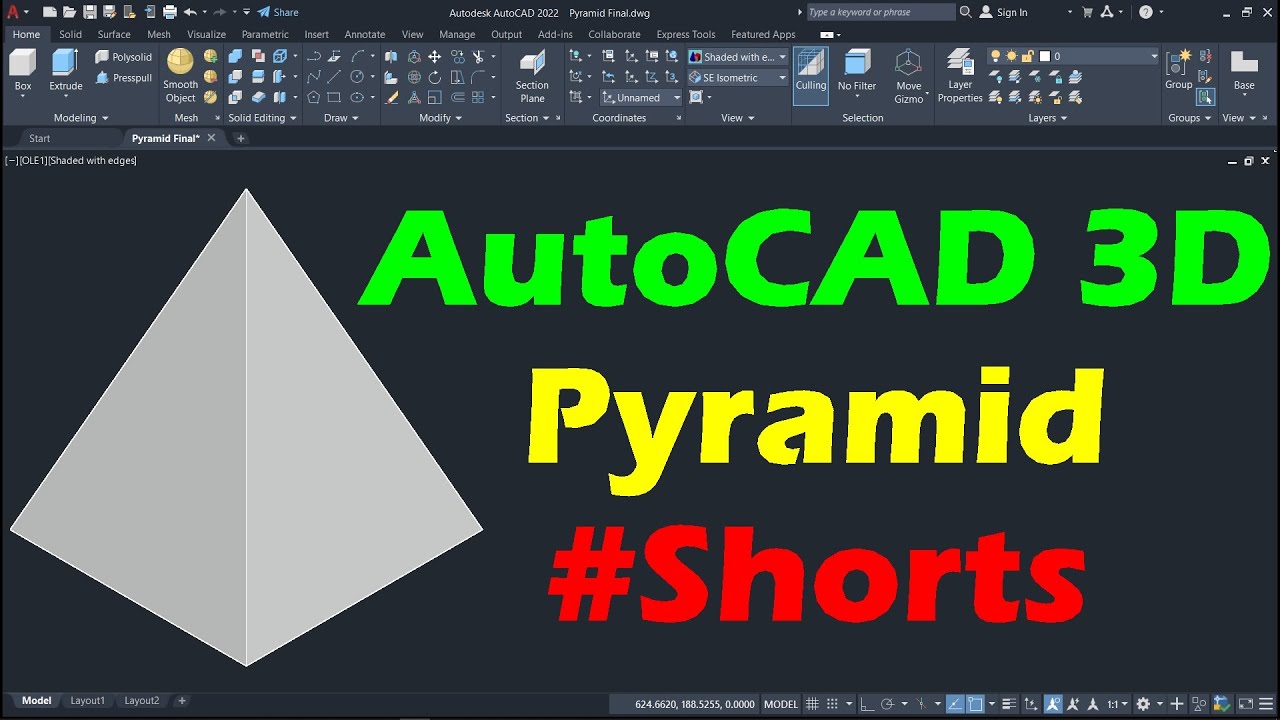AutoCAD 3D Pyramid #Shorts - YouTube