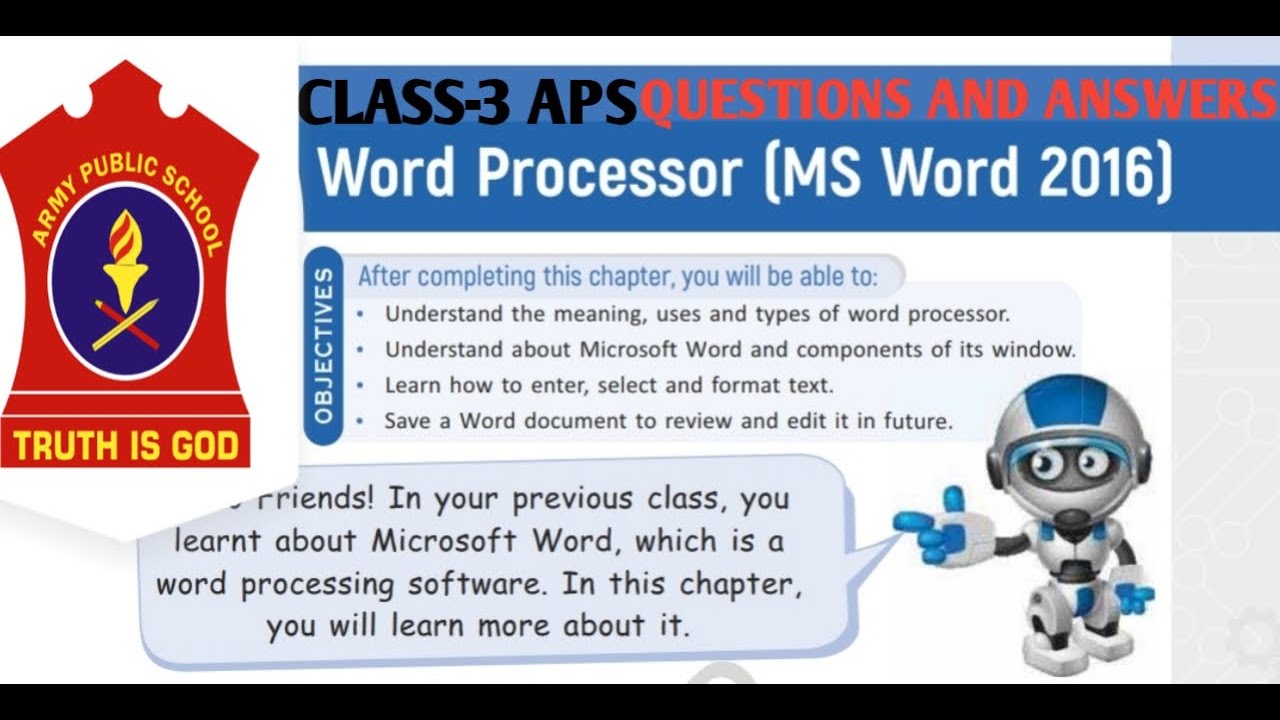 CLASS 3 I COMPUTER I CHAPTER - 4 I QUESTIONS AND ANSWERS I APS CODEBOT - YouTube