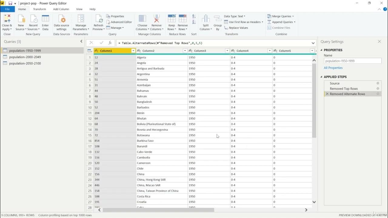 Power BI Query Editor Keeping & Removing Rows - YouTube