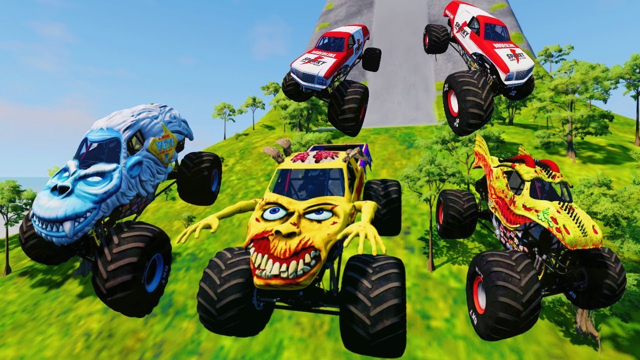 High Speed Monster Jam Truck Jump & Crashes - BeamNG Drive | Game OfFan ...