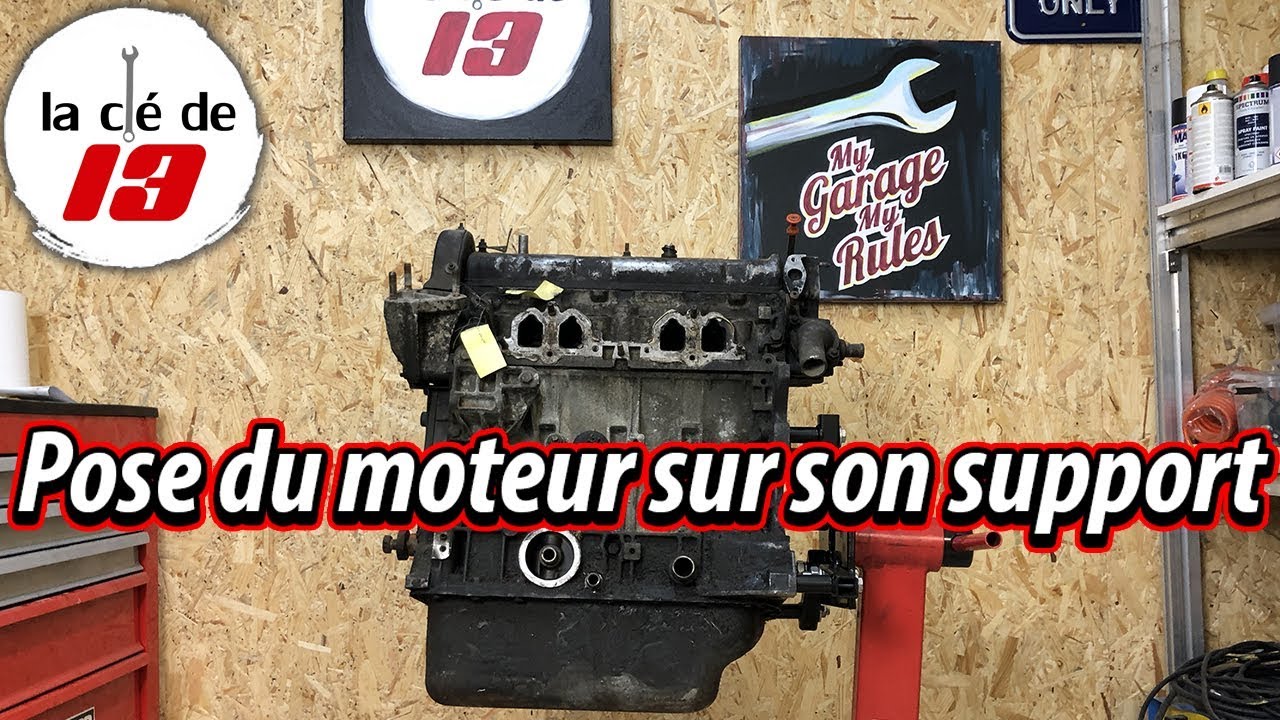 Montage moteur 205 GTI sur son support d'atelier - YouTube