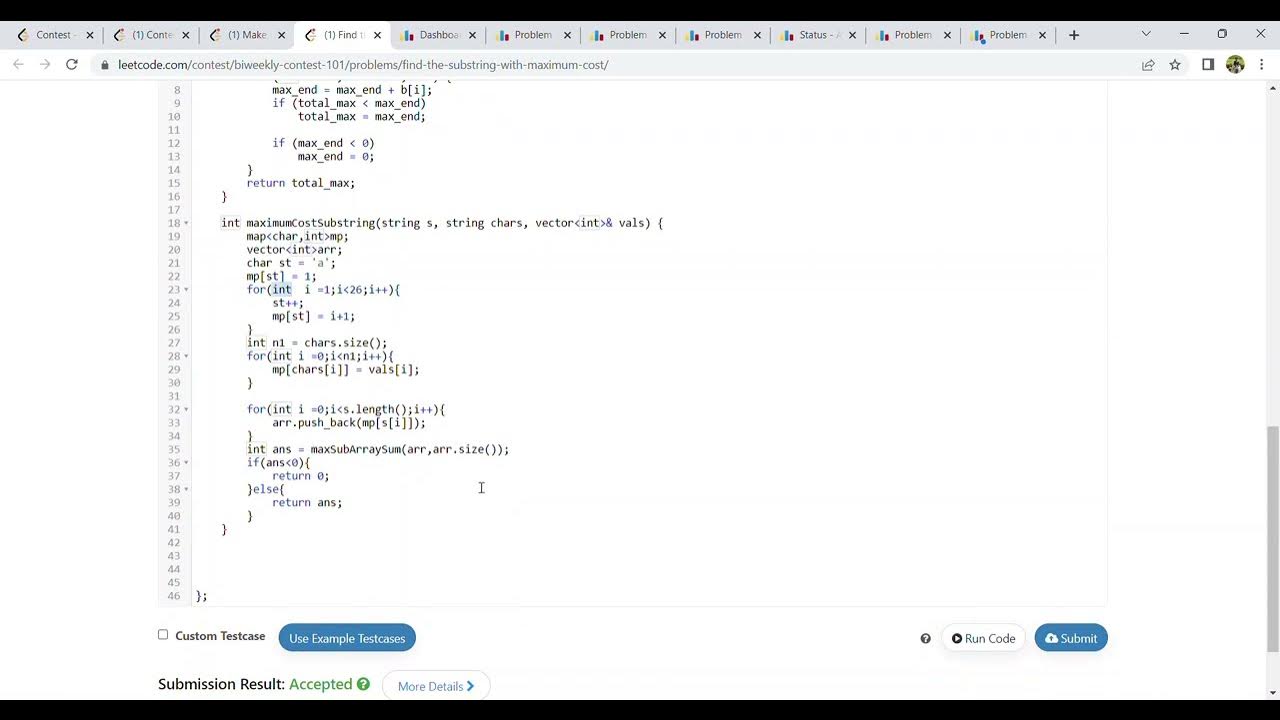 6328. Find the Substring With Maximum Cost || Biweekly Contest 101 ...