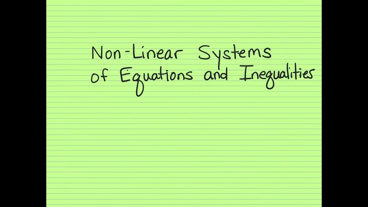 Non linear systems- EQ and INEQ - YouTube