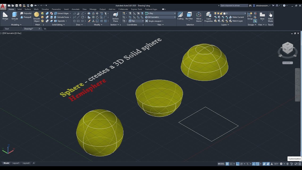 Sphere #AutoCAD 3D Modelling - YouTube