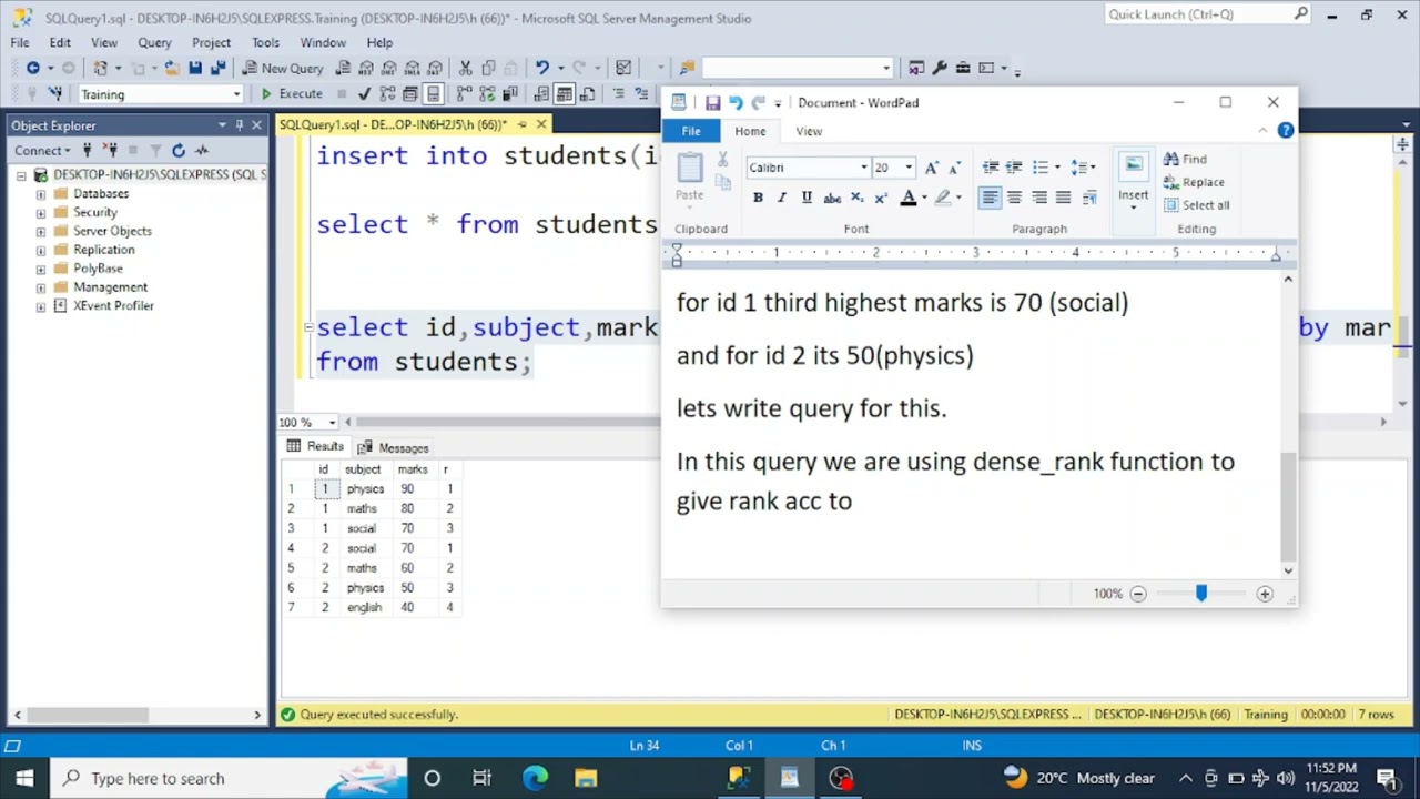 Write A Query To Find Third Highest Marks For Every Student YouTube Write A Query To Find Third Highest Marks For Every Student YouTube