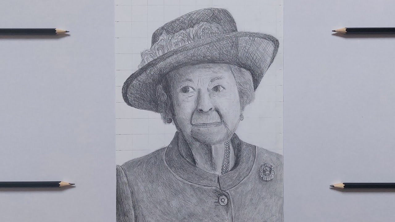 Drawing Queen Elizabeth II of the United Kingdom - YouTube