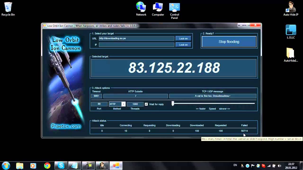 How to DDOS website using LOIC - YouTube