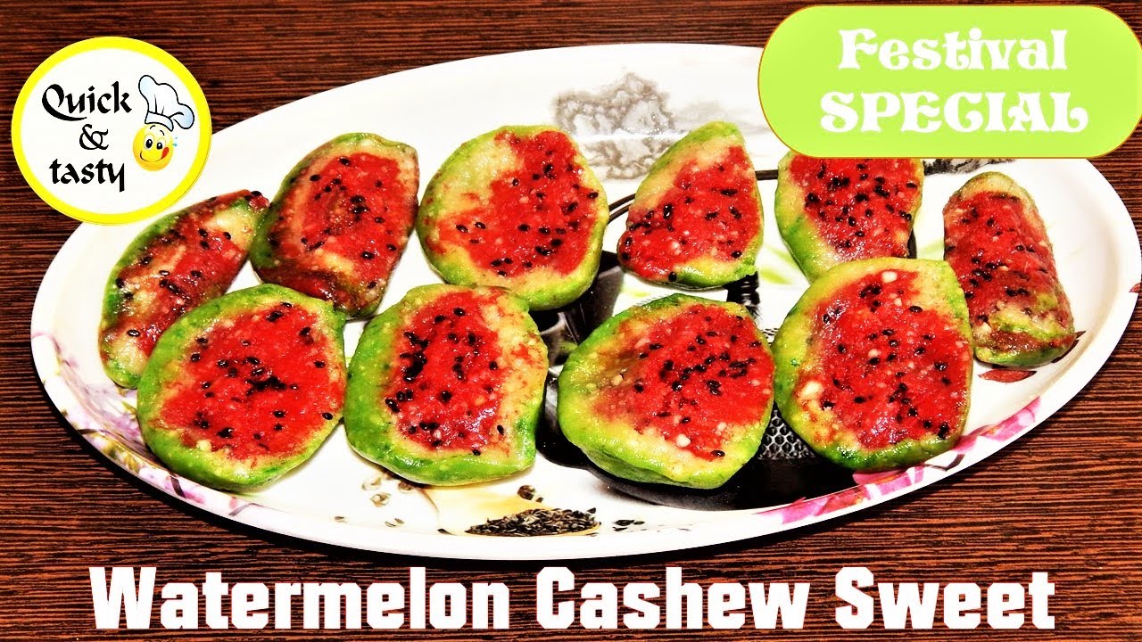Watermelon Cashew Sweet || Kaju Katli || Kaju burfi || Cashew fudge ...