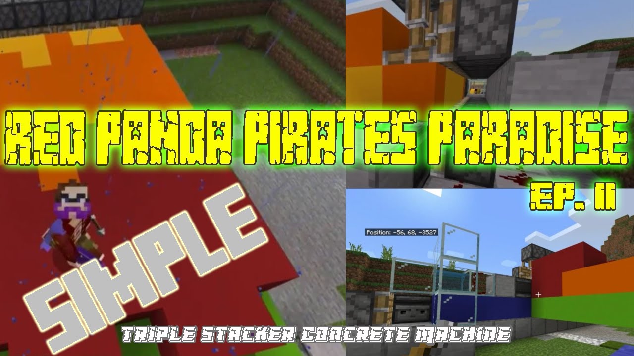Red Panda Pirates Paradise: Ep11 SIMPLE Bedrock Concrete Farm! - YouTube