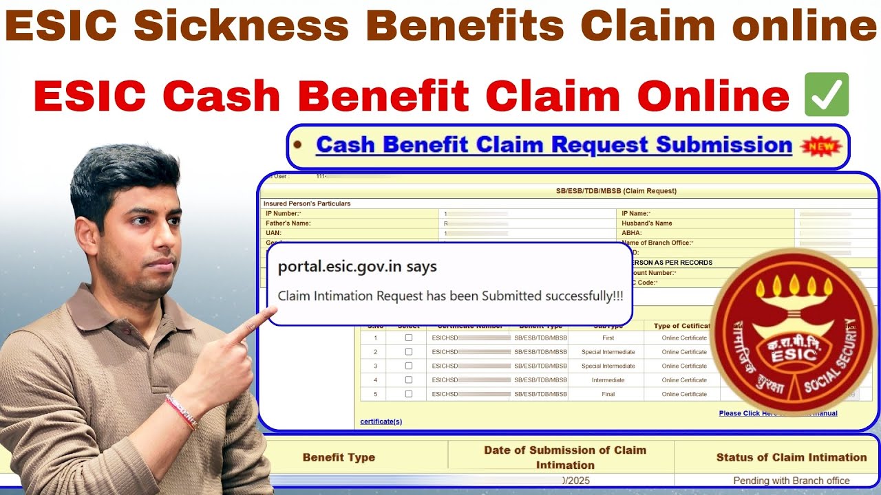 ESIC Cash Benefit Claim Request Submit Online | ESIC Medical Leave ...