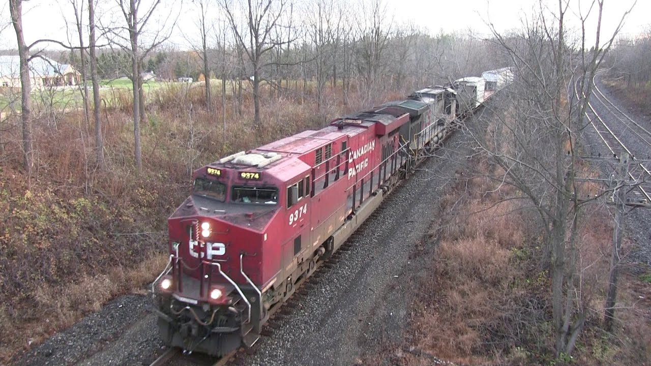 CPKC Manifest Train CP 9374 & KCS 4548 Locomotives At Denfield Rd ...