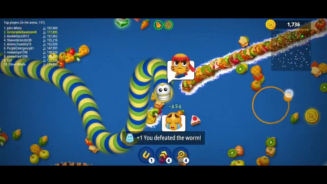 WormsZone.io 01 biggest snake score.world record of 💯m score ...