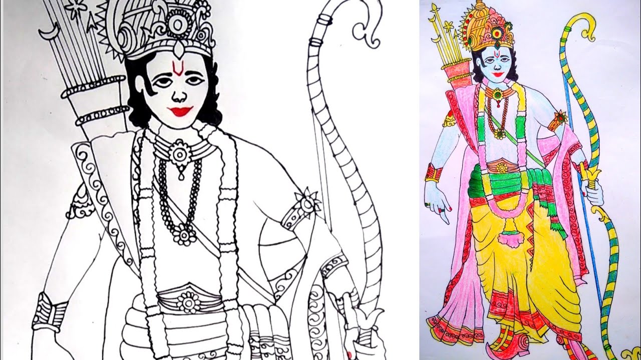 shree ram ji drawing 🙏/easy ram ji drawing step by step/#savi's art ...