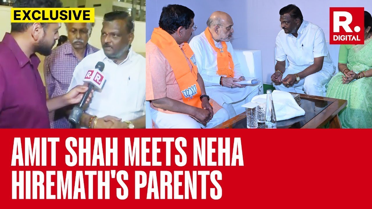 Amit Shah Meets Neha Hiremath's Parents In Hubbali, Father Niranjan ...