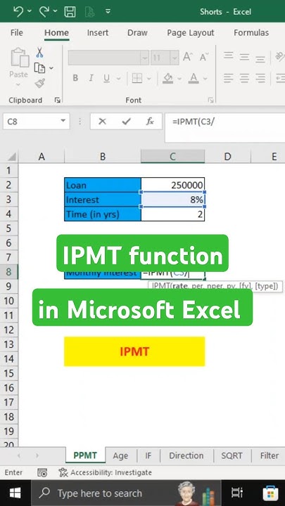 Ipmt Function In Microsoft Excel Ipmt Excelfunctions Exceltricks Exceltutorial Youtube