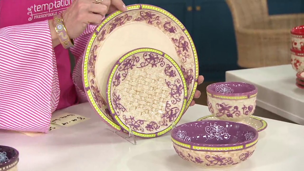Temp-tations Floral Lace or Old World 20-pc Basketweave Dinnerware Set ...