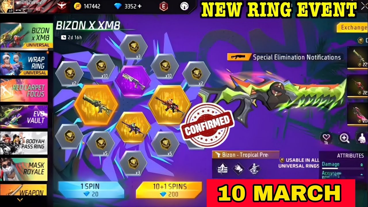 Free Fire Tonight Update - BIZON X XM8 Ring Event Coming Tomorrow! 🔥# ...