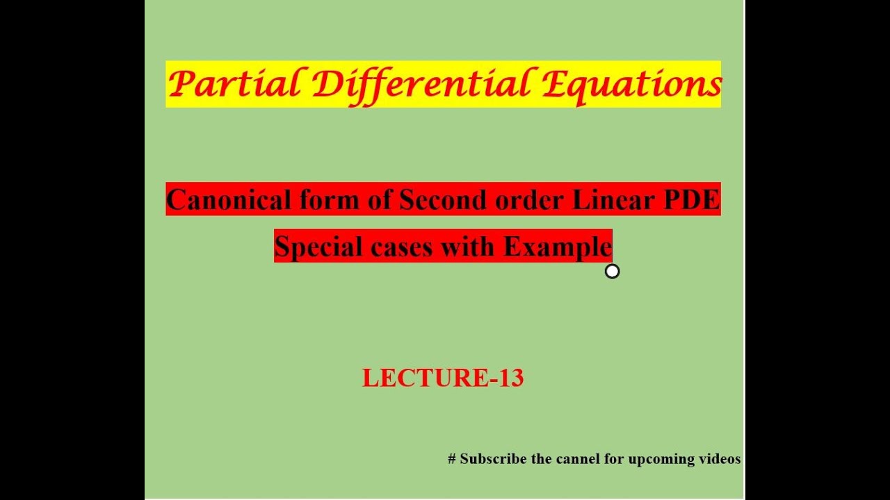 Canonical form of Second order Linear Partial Differential Equation ...