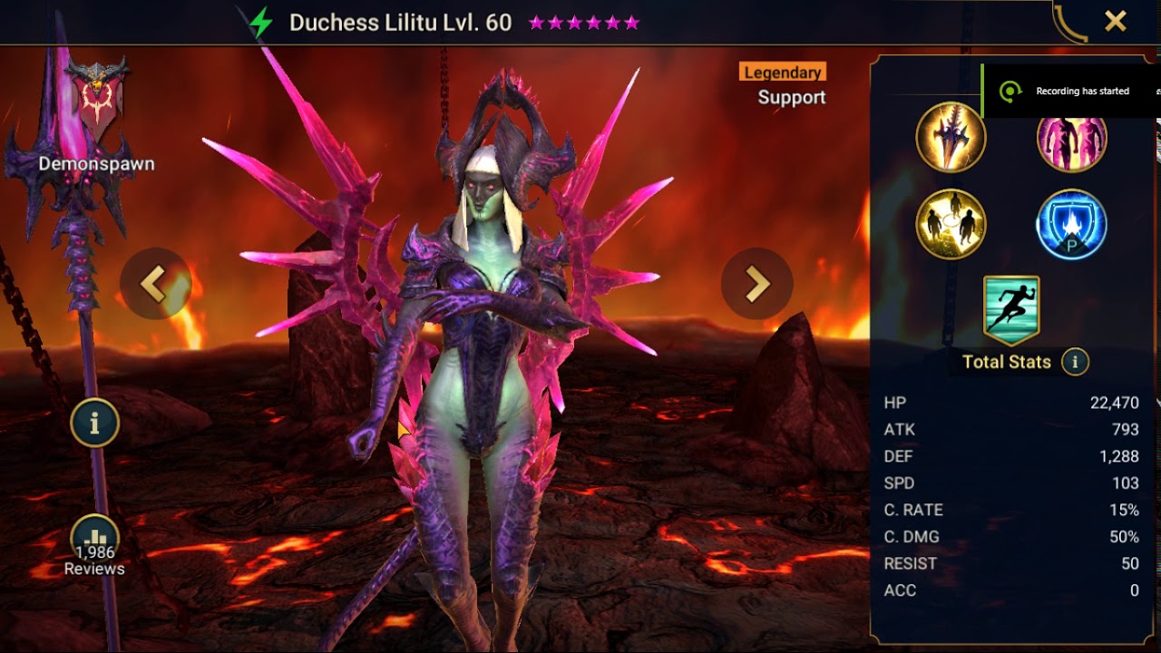 Raid Shadow Legends Hero Showcase Duchess Lilitu lv 60 - YouTube