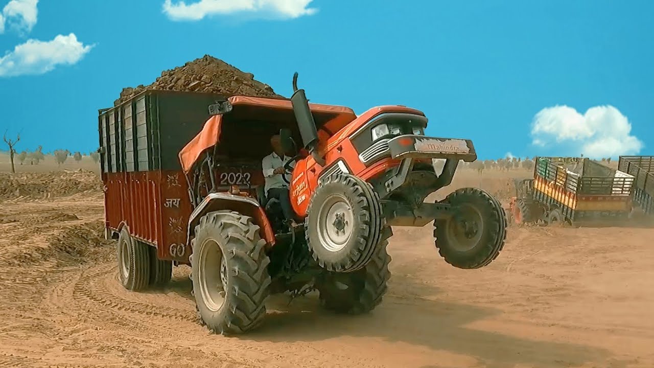 Mahindra Arjun tractor was able to pull the trolley full of soil with ...
