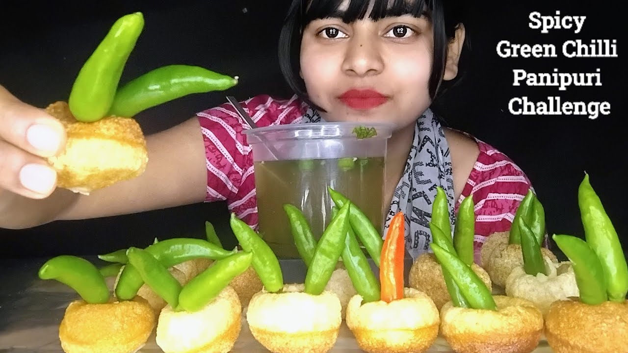 EATING GREEN CHILLI WITH PANIPURI CHALLENGE|PANIPURI EATING CHALLENGE ...
