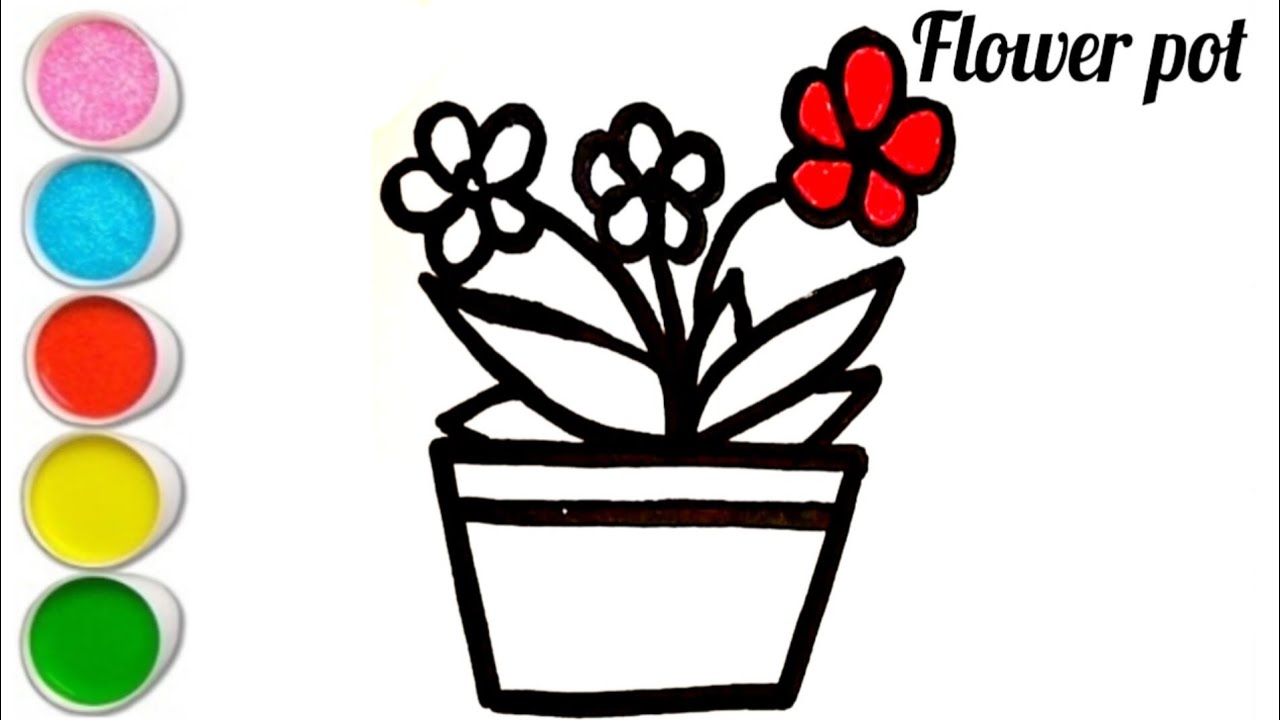 How to Draw a flower Pot | Drawing, Painting & Coloring for Kids ...