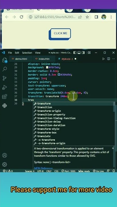 Button Click Effect using html css #vipcoading2022 #html #clickeffect @Cbse10thfail - YouTube