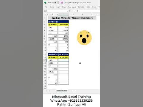 How to Move Minus Sign / Trailing Minus for Negative Numbers in Microsoft Excel #shorts - YouTube