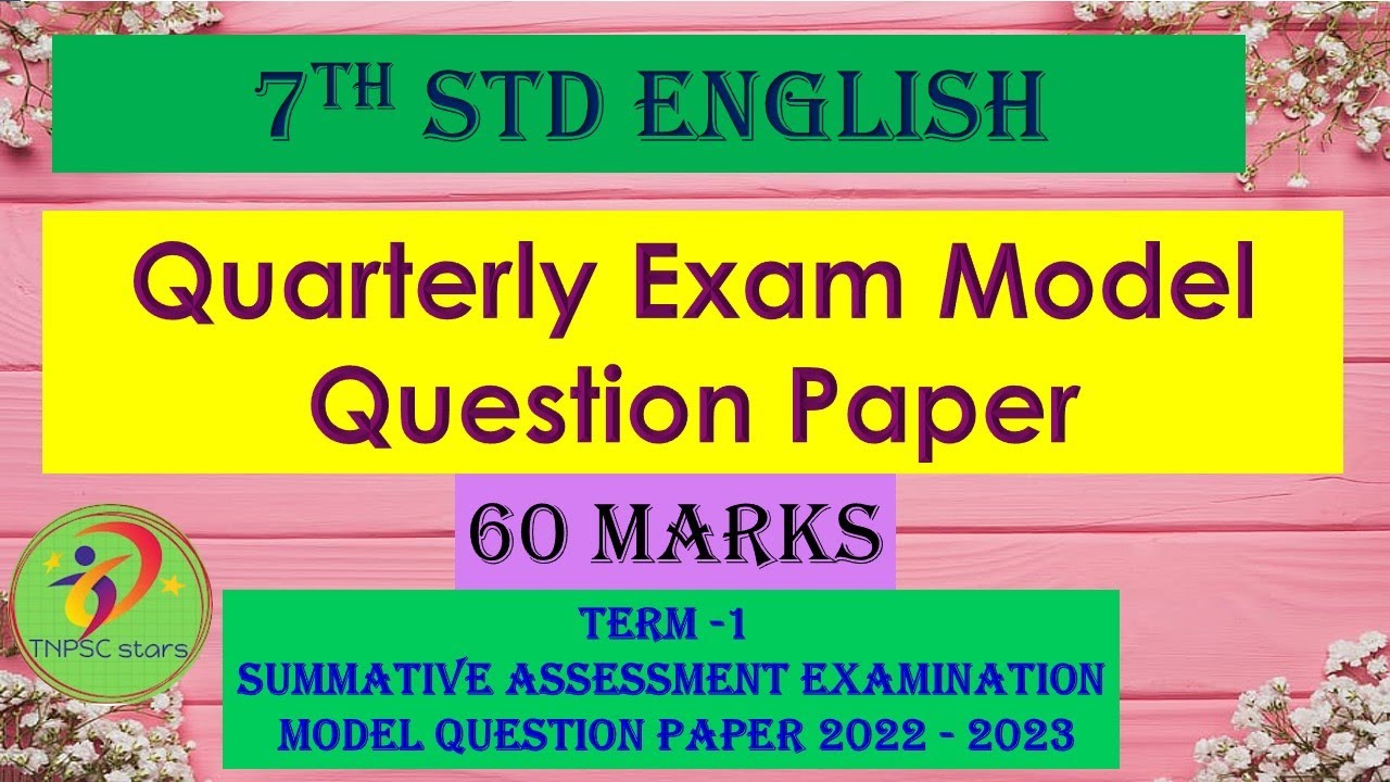 7th English | quarterly exam model question paper |60 marks|Term -1 ...