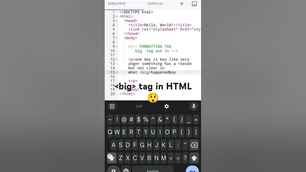 Big tag in HTML 😨|| #shorts ||#coding || #htmltags - YouTube
