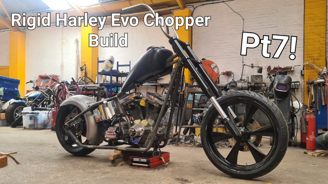 Handmade Rigid Harley Evo Chopper Build Pt7 #chopper #motovlog - YouTube