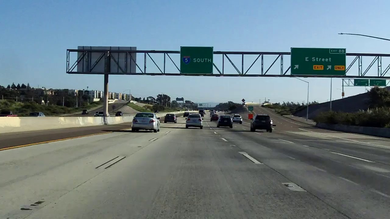 Montgomery Freeway (Interstate 5 Exits 13 to 7) southbound - YouTube