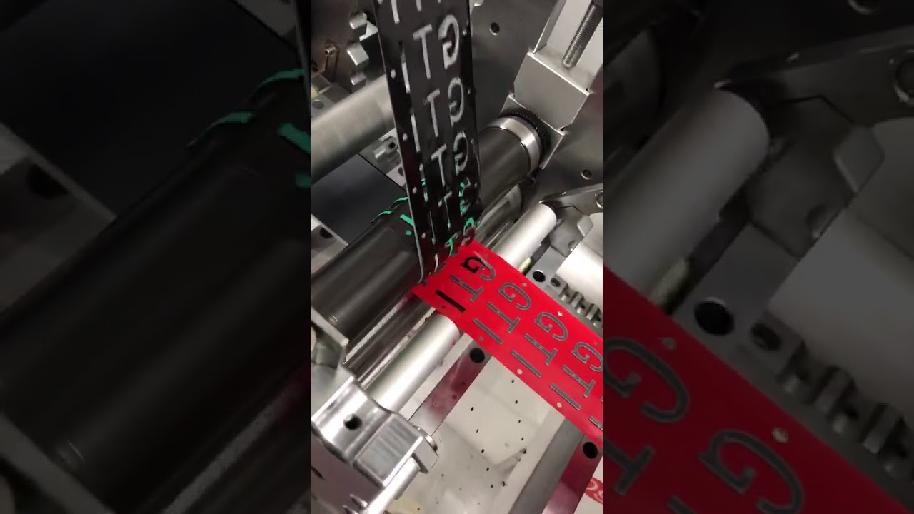 Rotary converting VHB car logo, machine running - YouTube