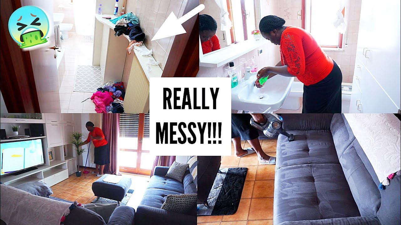 Real mess clean with me when not feeling too well - YouTube