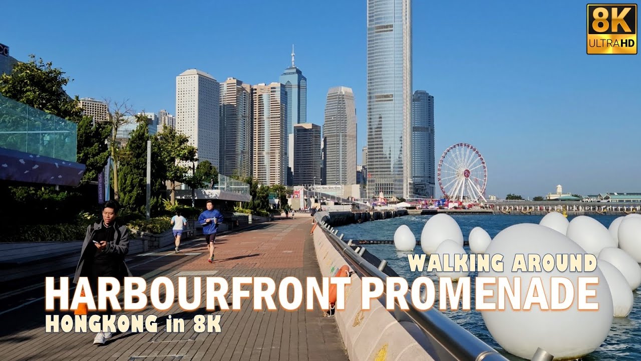 Walking Around Harbourfront Promenade Hong Kong in 8K Kawasan Pejalan ...