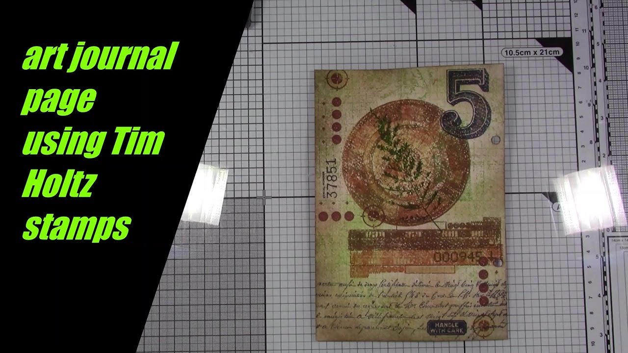 art journal page using Tim Holtz stamps - YouTube